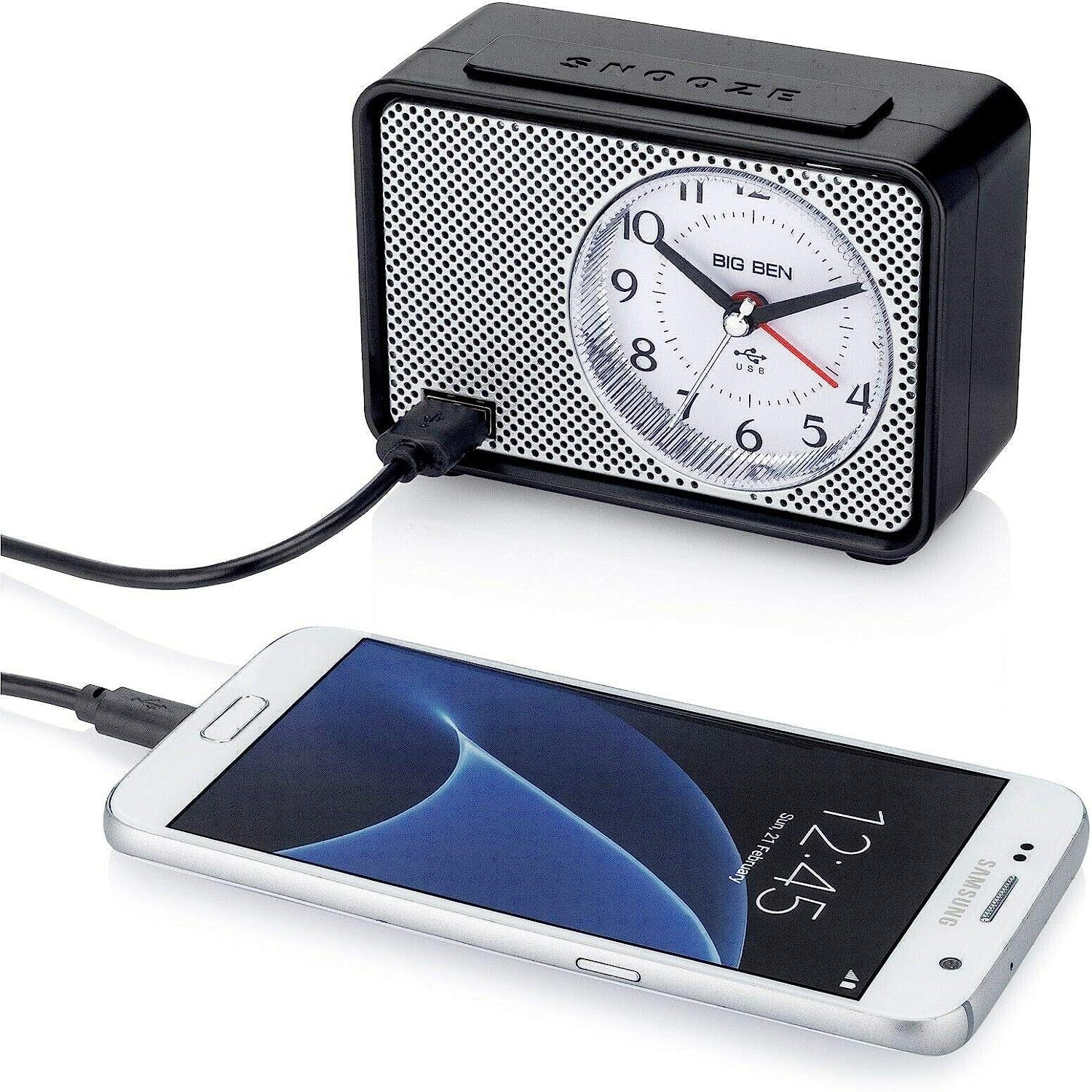 Big Ben Analog Alarm Clock w/Fast 2.0 Amp USB Charging Port Electric/Battery - Walmart.com