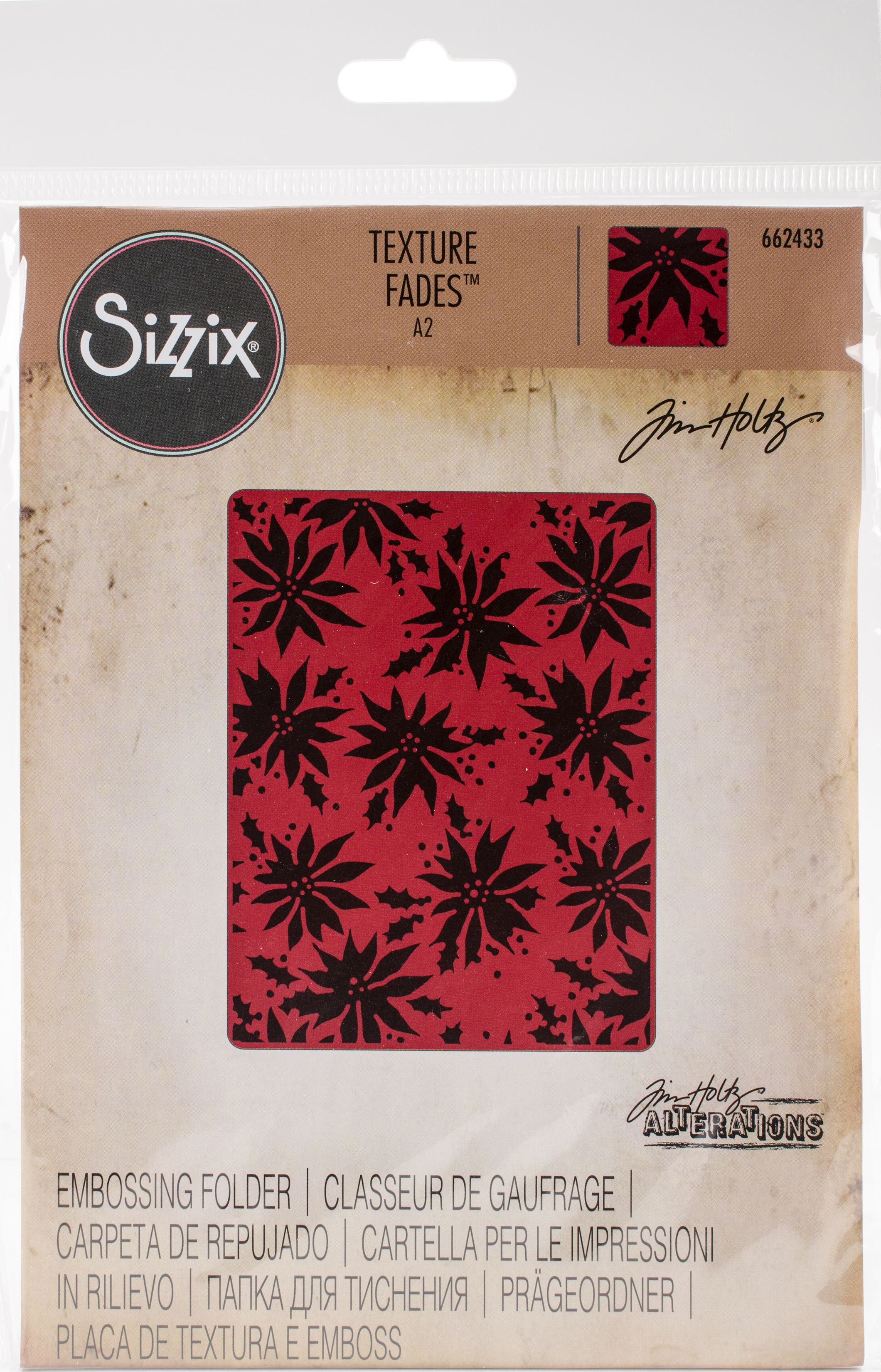 Sizzix Texture Fades A2 Embossing Folder-Poinsettias - Walmart.com