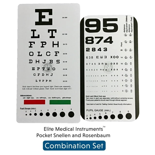 EMI Rosenbaum AND Snellen Pocket Eye Charts - 2 Pack - Walmart.com