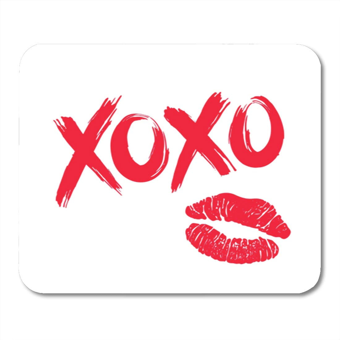 SIDONKU Red XOXO Hugs and Kisses Brush Lettering Lipstick Kiss Mousepad ...