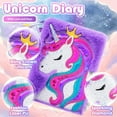 PinkSheep Unicorn Furry Diary with Lock and Key, 7.87x5.70 inch Fuzzy ...
