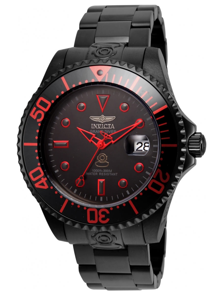 Invicta Men's 21870 Grand Diver Black Dial Black IP Steel Bracelet ...