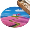 Pink Cottage Round Living Room Rugs 8 ft, Cherry Blossom Tree Pink ...