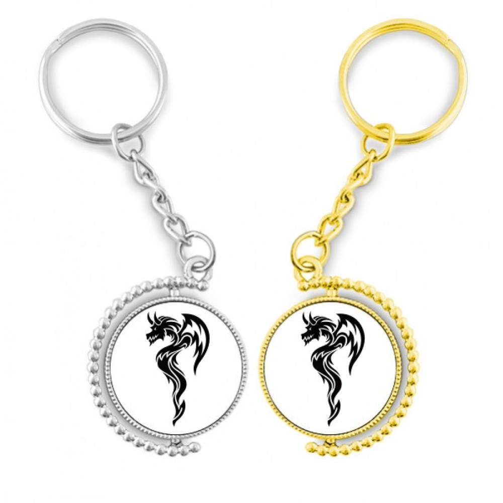 Dragon Animal Art Grain Outline Rotating Rotating Key Chain Ring ...