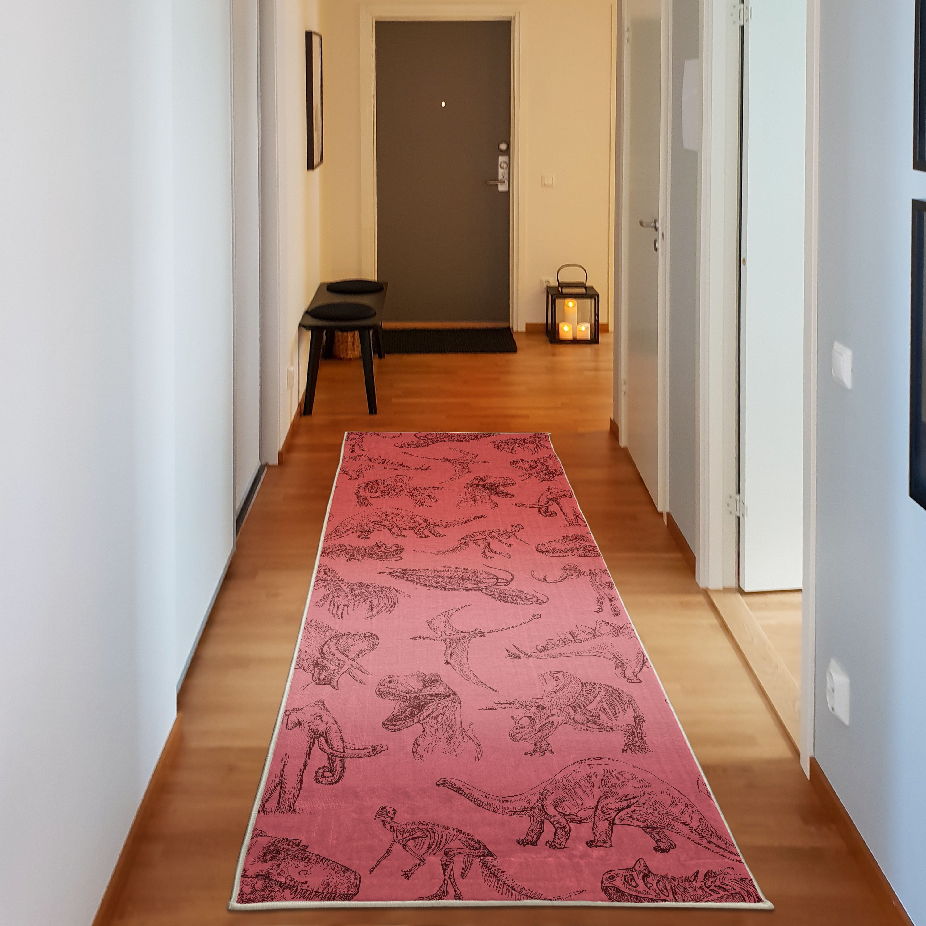 Jurassic Decorative Rug, Arrangement of Various Dinosaurs Illustrations ...