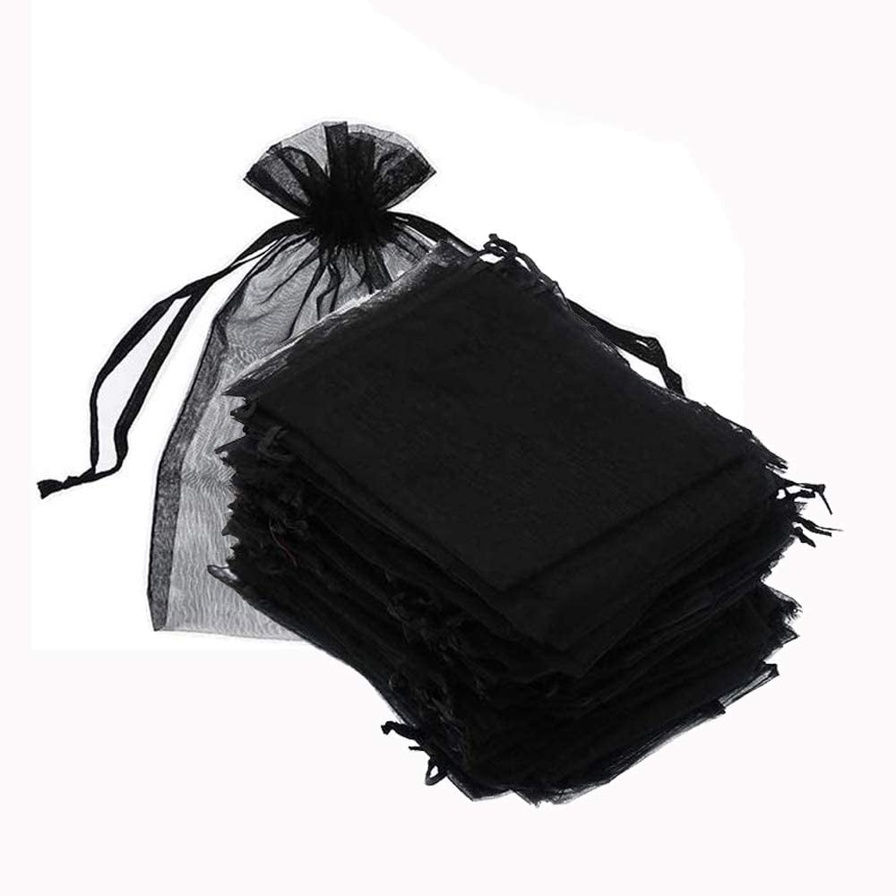 Package Black Organza Bags 5x7 Inch 100pcs, Mesh Candy Jewelry Pouches ...