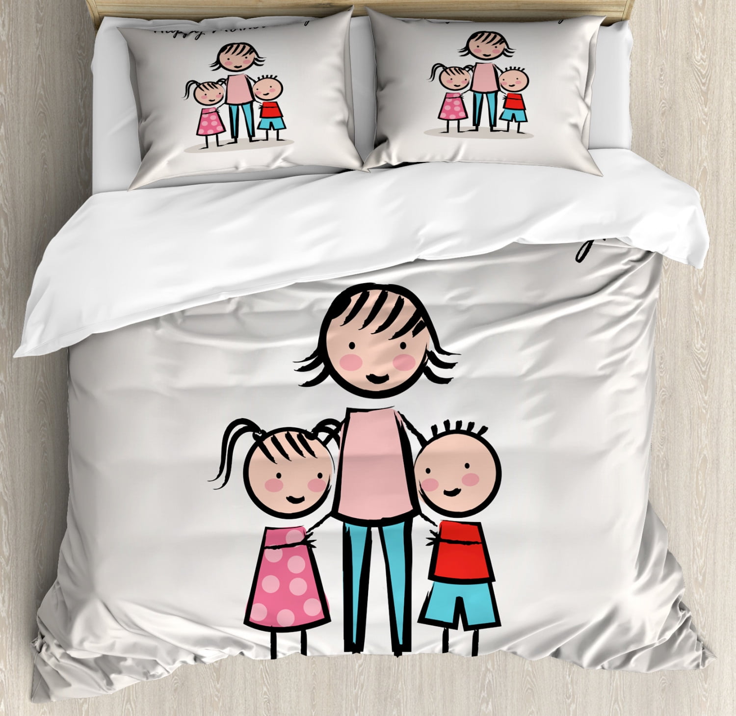 Mother Duvet Cover Set King Size, Happy Mothers Day Cartoon ...