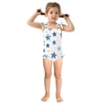 Blue Stars Pattern Girls' One-Piece Swimsuit Bowknot Tie Shoulder ...