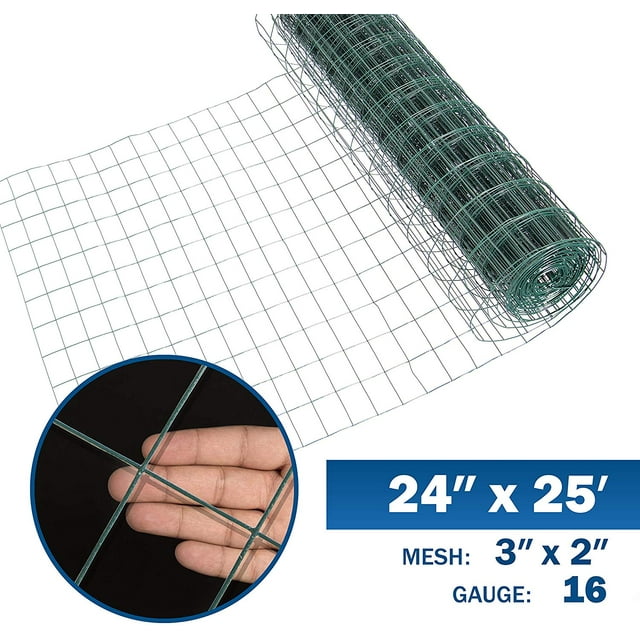Fencer Wire 16 Gauge Green Vinyl Coated Welded Wire Mesh Size 2 inch X 3 inch (2 ft. x 25 ft ...