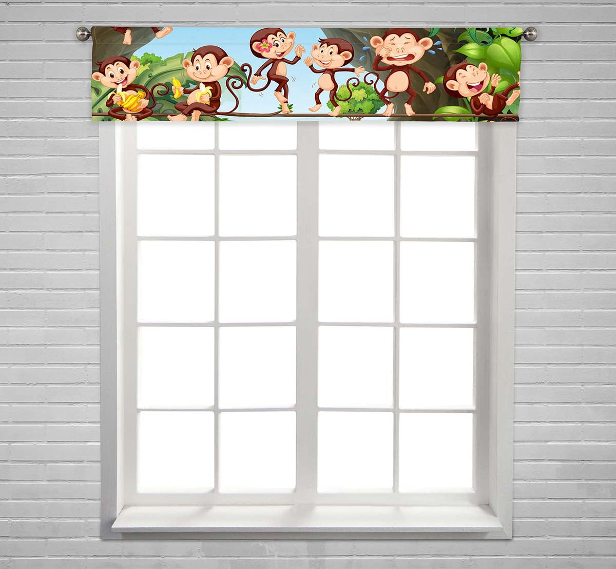 PKQWTM Monkeys Living In The Forest Window Curtain Valance Rod Pocket ...