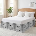 Monochrome Translucent Floral Bed Skirt Queen Size 16 Inch Drop ...