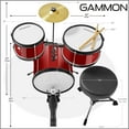 Gammon 3-Piece Musical Acoustic Youth Drum Set - Red, Starter Kit with ...