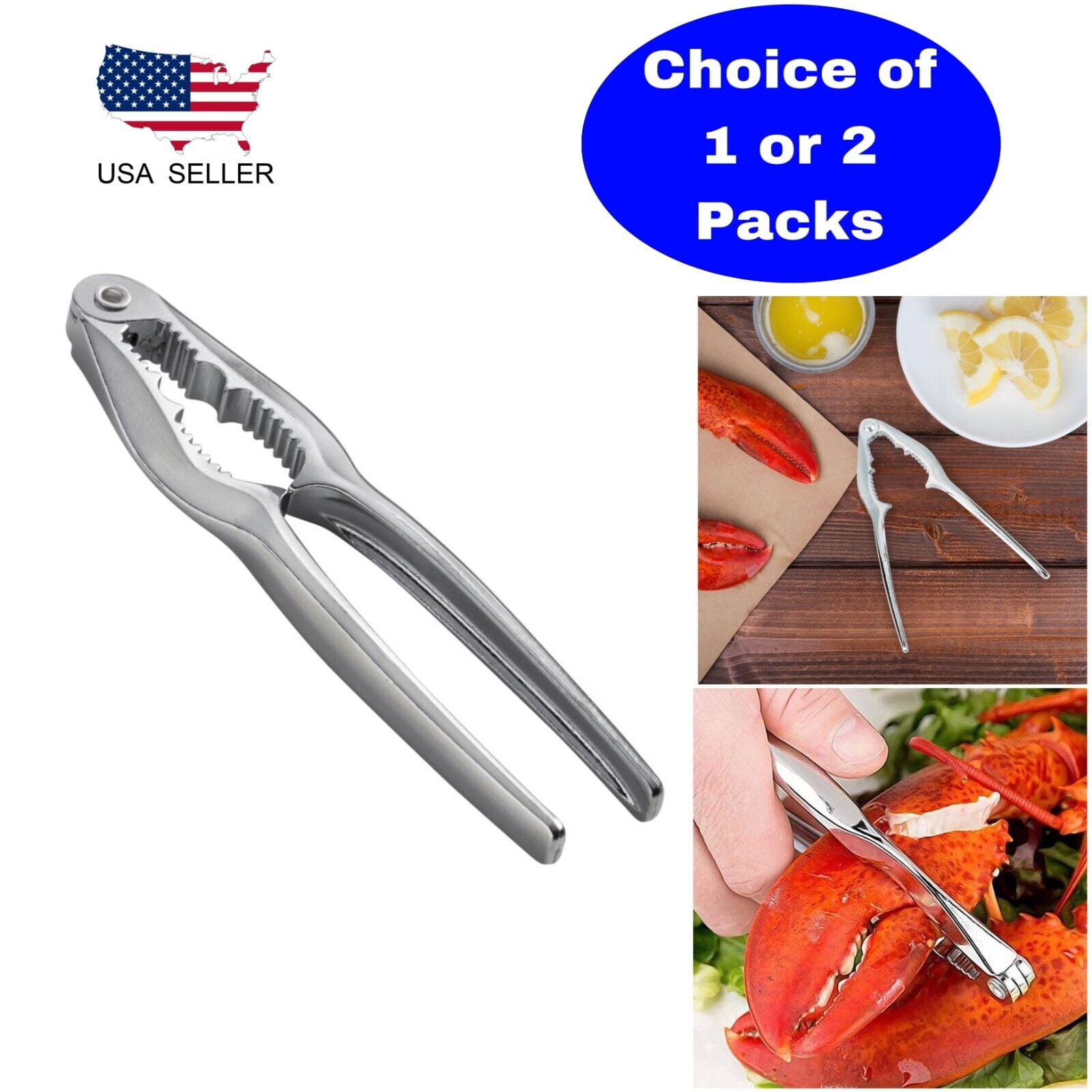 6'' Lobster Cracker Seafood Tools Zinc-Plated Steel Double Jaw Crackers ...