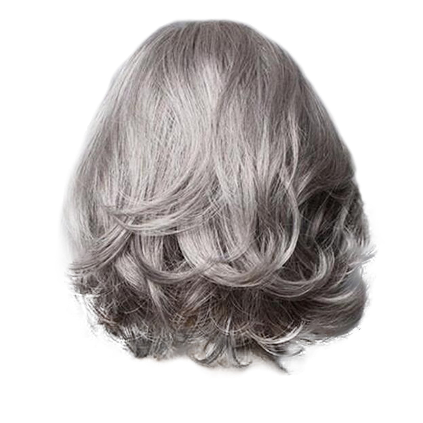 Dengmore Women's Fashion Wig Gray Synthetic Hairshort Wigs Hair Wave ...