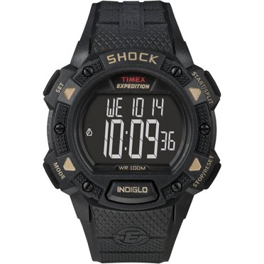 Timex Men's Expedition Shock XL Vibrating Alarm 50mm Watch – Black Case ...