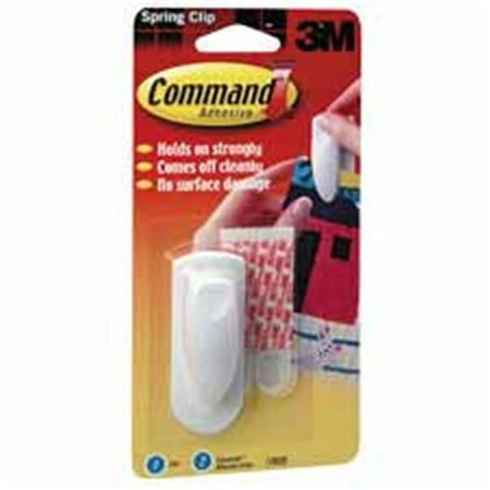 3M MMM17005 Spring Clip- w- Command Adhesive- 1 Clip-2 Strips- White ...