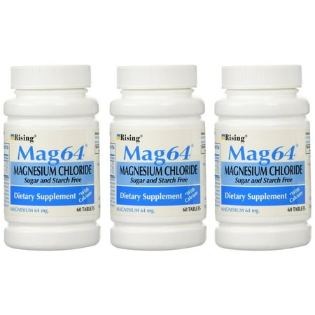 NEW MAG 64 MAGNESIUM CHLORIDE WITH CALCIUM 60 TABLETS (3 Bottles = 180 ...