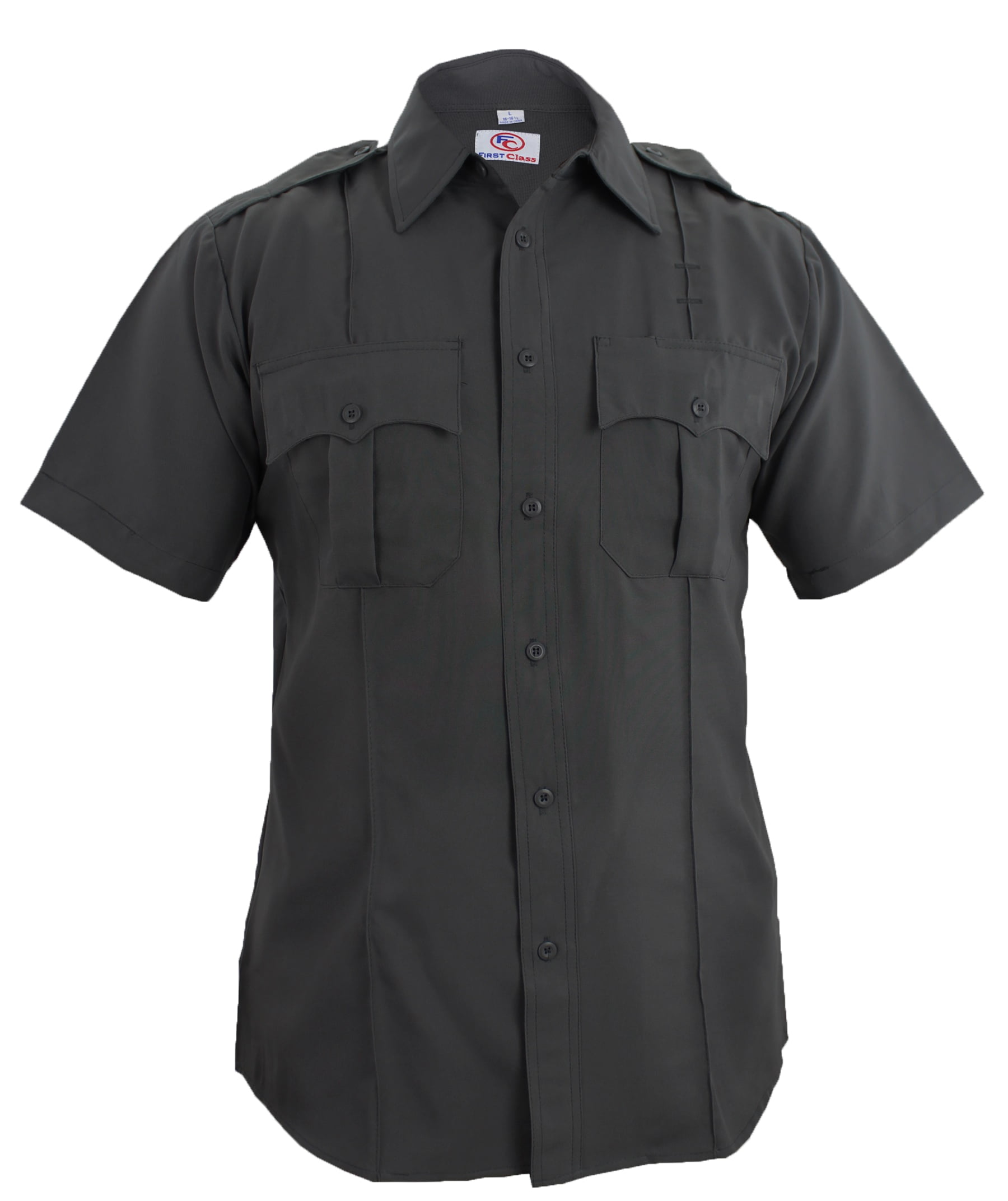 First Class 100% Polyester Short Sleeve Zippered Uniform Shirts - Dark ...