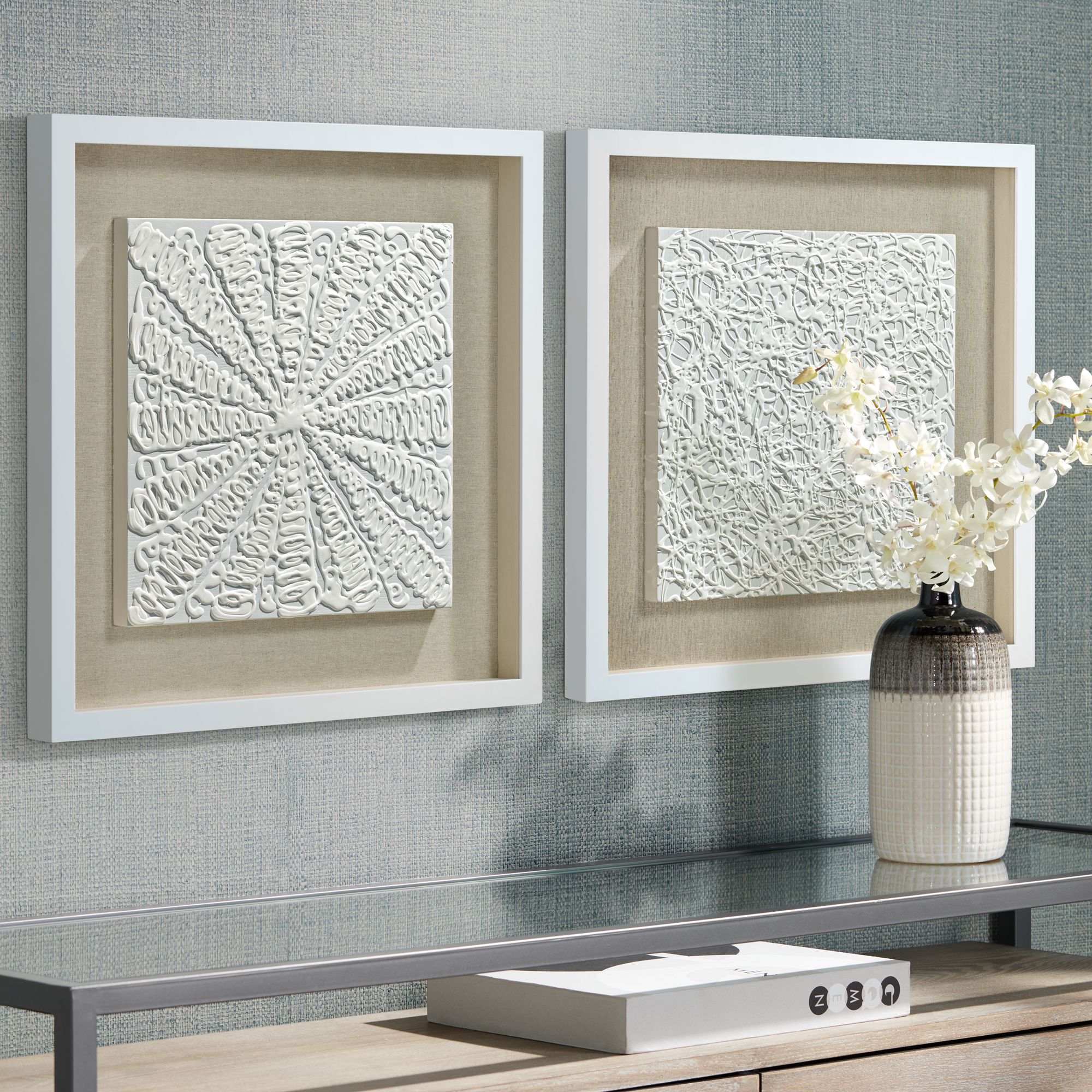 Newhill Designs White Out 23 3 4 Square Framed Wall Art Set Of 2 Newhill Designs White Out 23 3 4 Square Framed Wall Art Set Of 2
