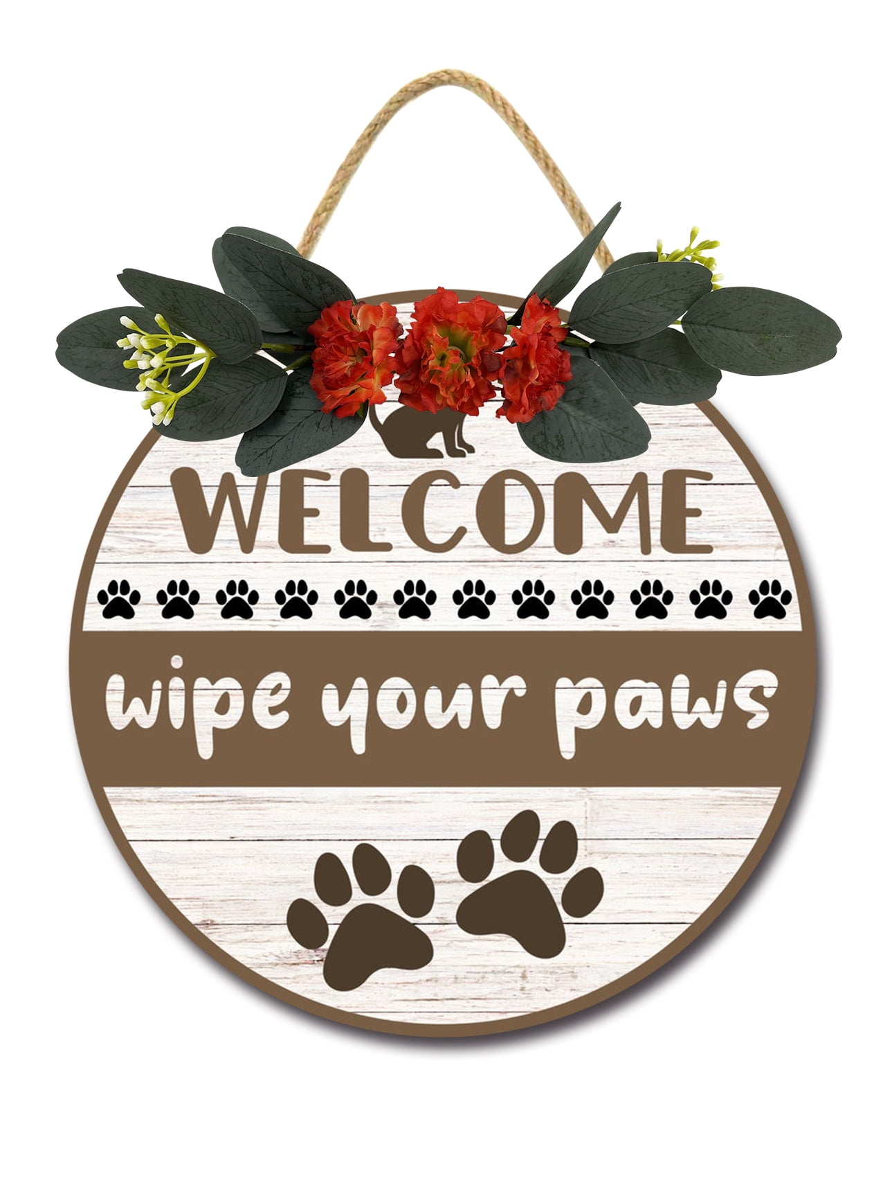 Eveokoki Welcome Wipe Your Paws Front Door Sign Funny Wreaths Hanging ...