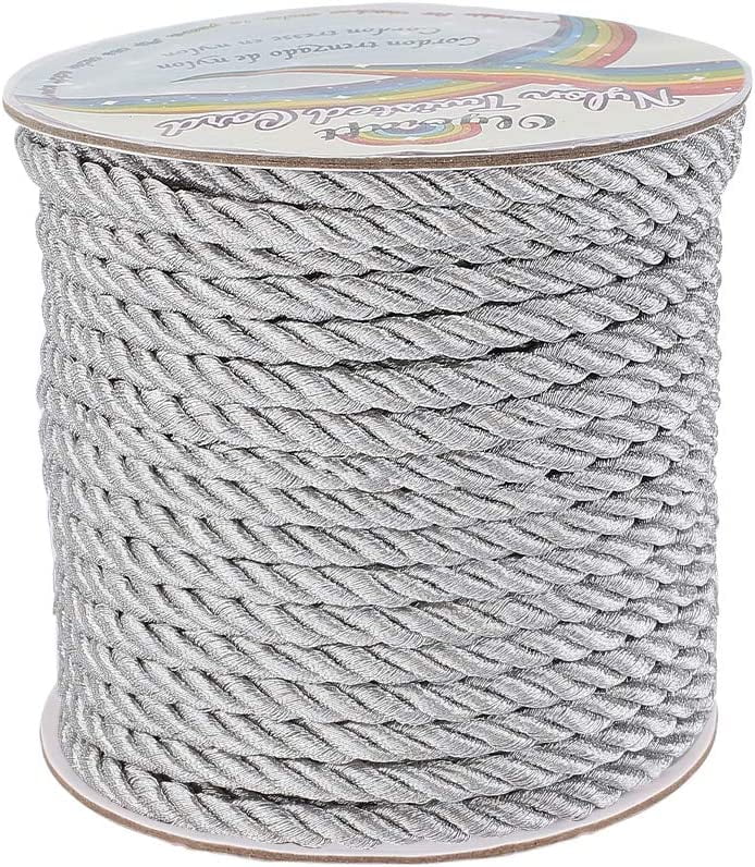 30 Yards 5mm Twisted Nylon Cord Rope 3-Ply Silver Twisted Cord Trim for ...