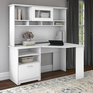 Cabot Modern 60W Corner Desk with File Drawer and Storage Shelves in ...