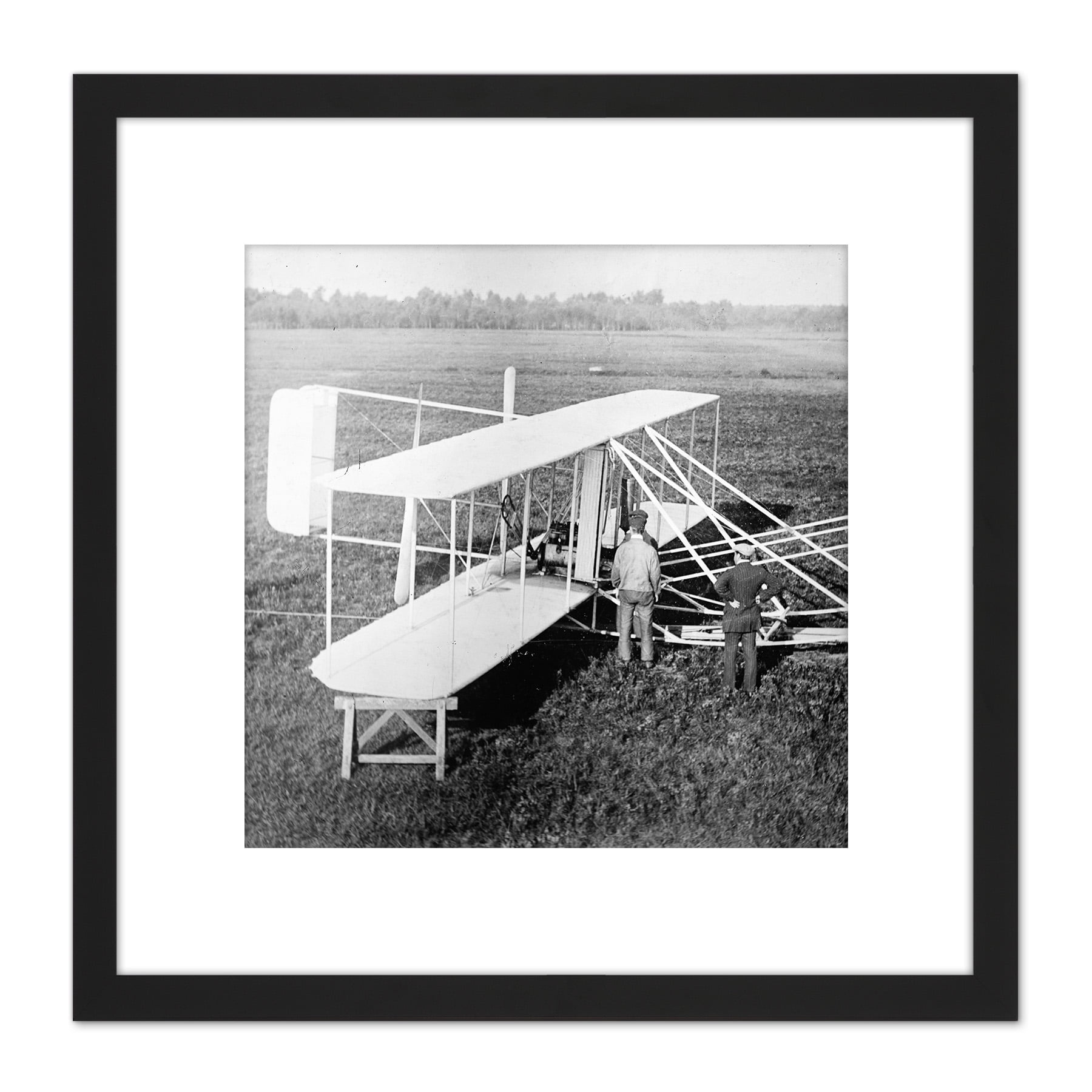 Wright Brothers Biplane Machine Old Photo 8X8 Inch Square Wooden Framed ...