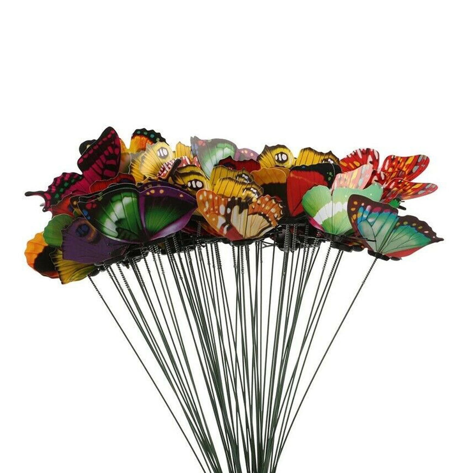 Mariposas de colores Adornos Estacas Palos de colores en 50Pcs Jardín ...