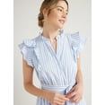 Free Assembly Women's Cotton Ruffle Neck Maxi Shirtdress, Sizes XS-XXL ...