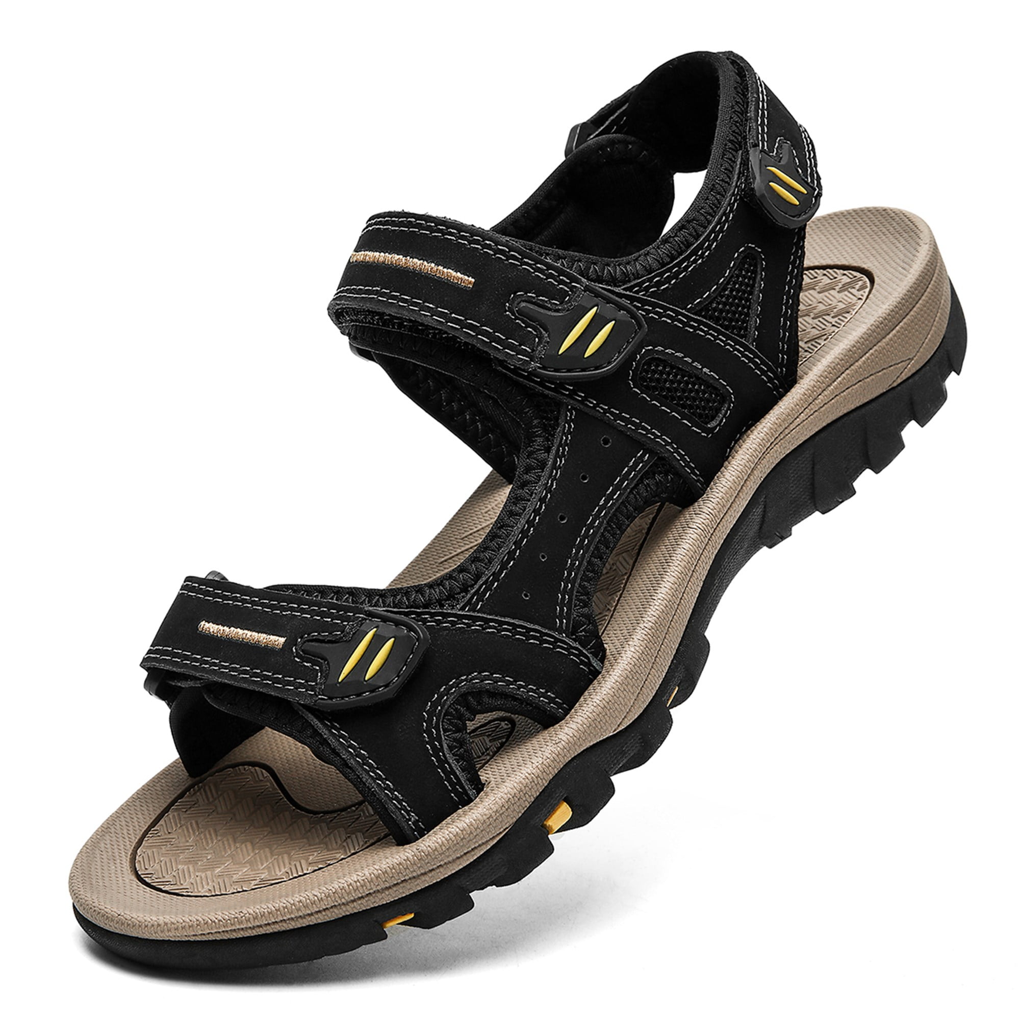 Hicooer GOOHIK Men's Leather Sandals Hiking Outdoor Water Beach Sports ...