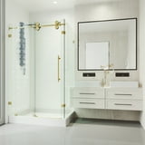 VIGO Winslow Frameless Sliding Shower Enclosure Matte Brushed Gold 36"D x 48"W x 80"H, Left ...