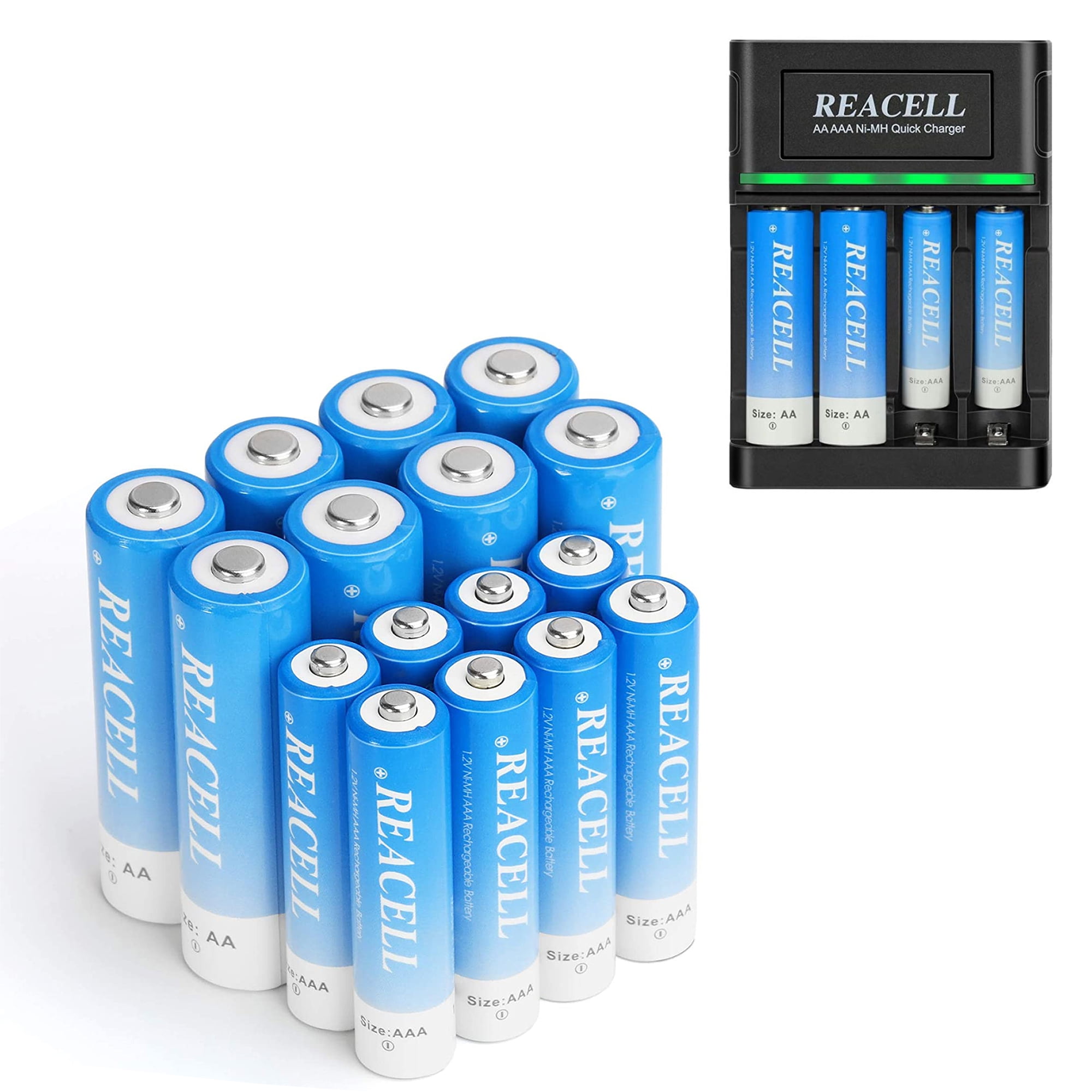 REACELL AA and AAA Rechargeable NIMH Batteries Combo Pack, 8 AA 2800mah ...