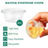 50 Pack Disposable Plastic Portion Cups with Lids, Small Plastic ...