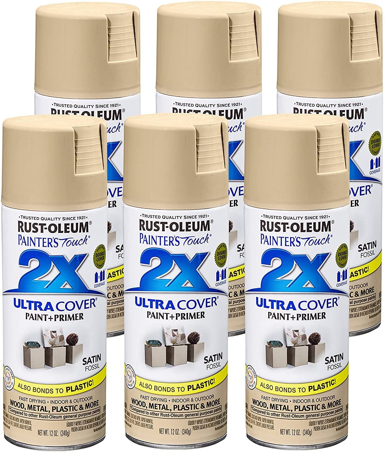 12 oz Rust-Oleum Brands 249080 Fossil Ultra Cover 2X Enamel Spray Paint ...