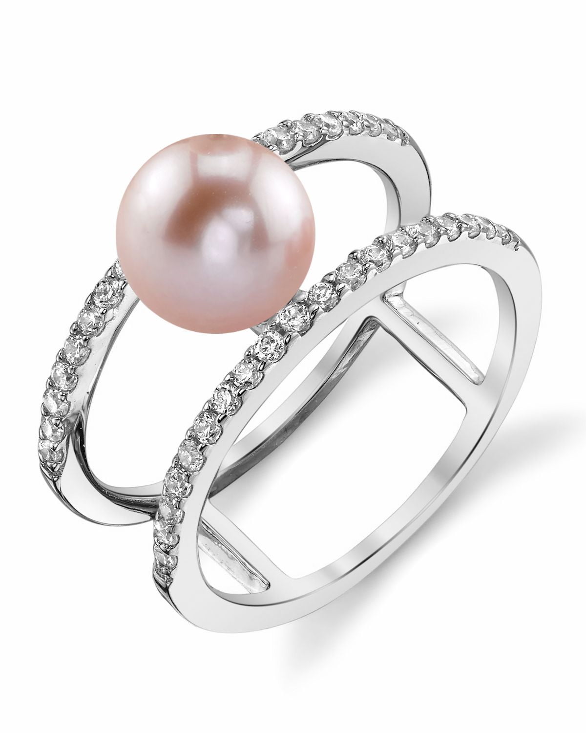 7mm Pink Freshwater Cultured Pearl Luna Ring - Walmart.com