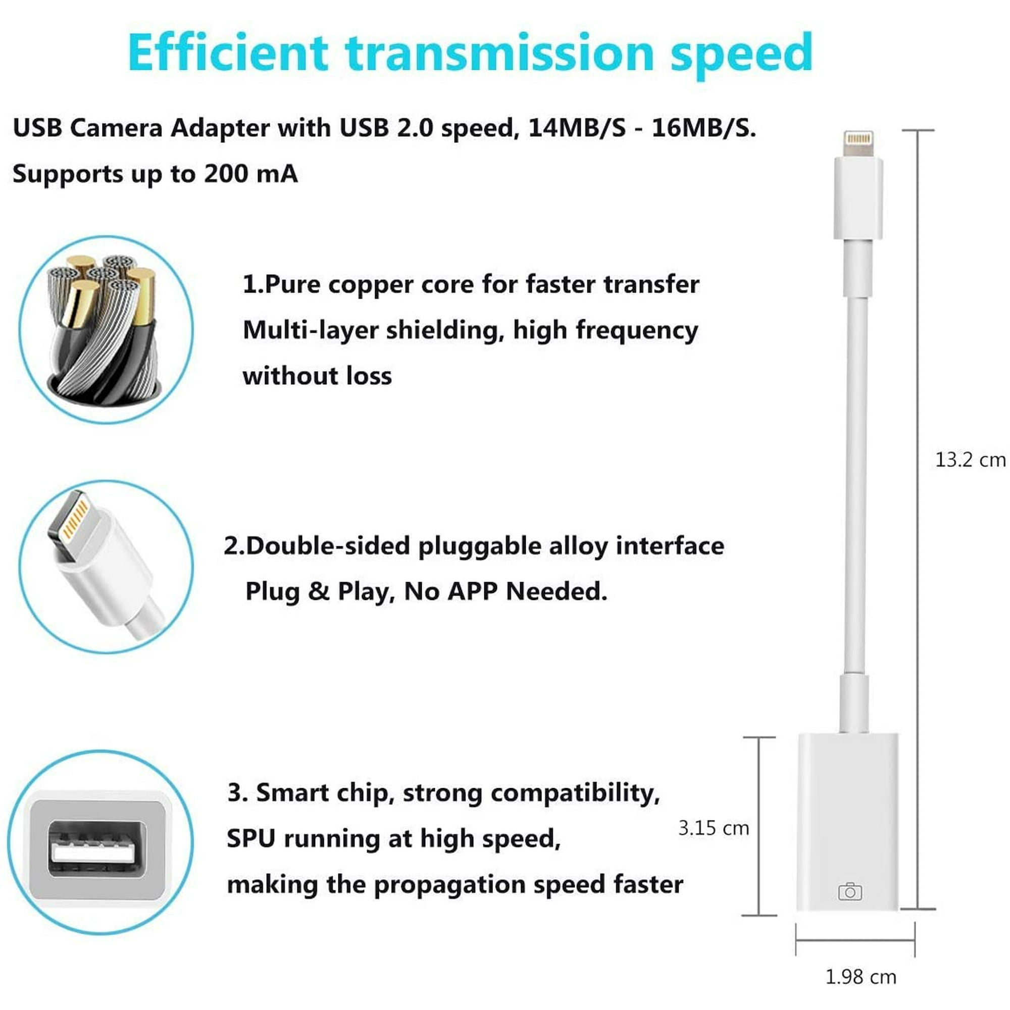 Cle Usb Chargeur Adaptateur Lightning Vers USB A OTG Pour IPhone 13 12 ...