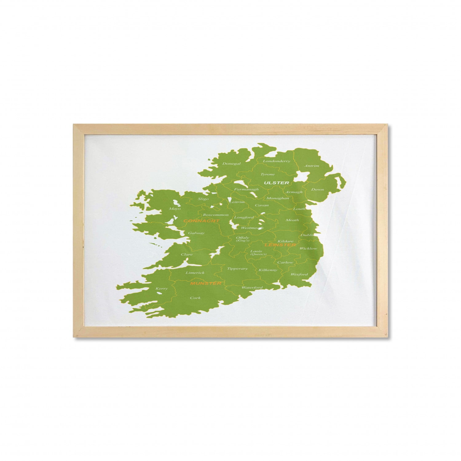 Ireland Map Wall Art with Frame, Informational Detailed Graphics ...