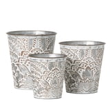 Sullivans Flourish Bucket Set of 3, 10"H, 8.5"H & 7.25"H Gray - Walmart.com