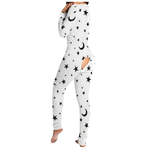 Mchoice Womens Sexy One Piece Jumpsuits Deep V Neck Onesie Pajamas