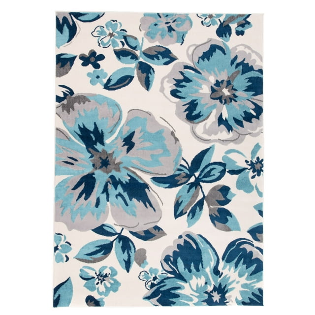 Modern Floral Design Turquoise 3'1"x5' Area Rug - Walmart.com
