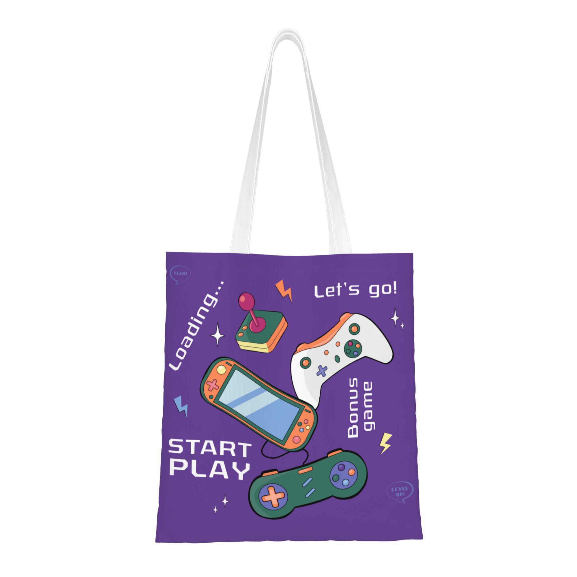 DouZhe Reusable Grocery Bags, Cartoon Joysticks Game Slogan Lightweight ...