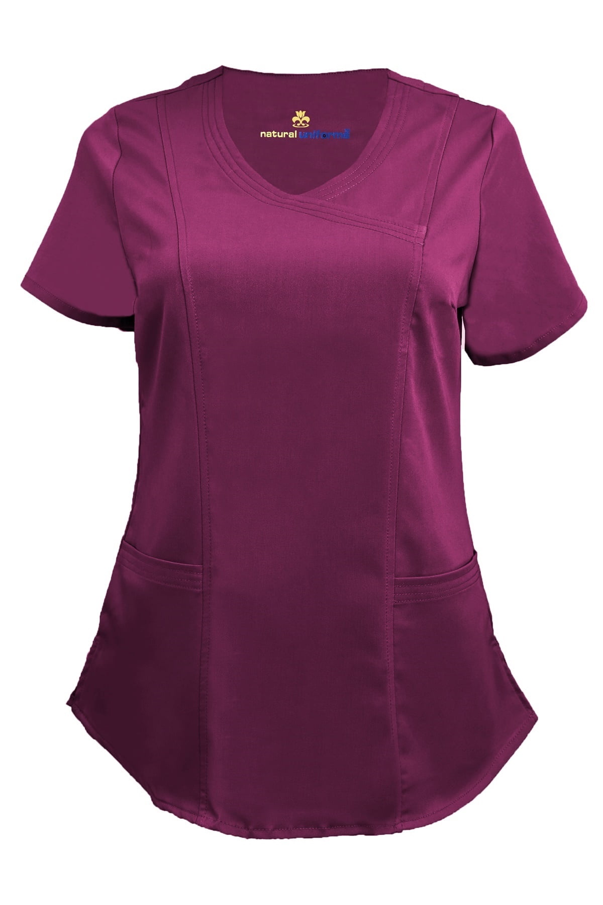 NATURAL UNIFORMS WOMENS COMFORT STRETCH SCRUB TOP MOCK WRAP STITCHED ...