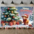 Cartoon Cow Merry Christmas Festive Banner Decorative Design Holiday ...