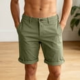LODIENY Mens Lightweight Stretch Roll Up Chino Shorts Button Elastic ...