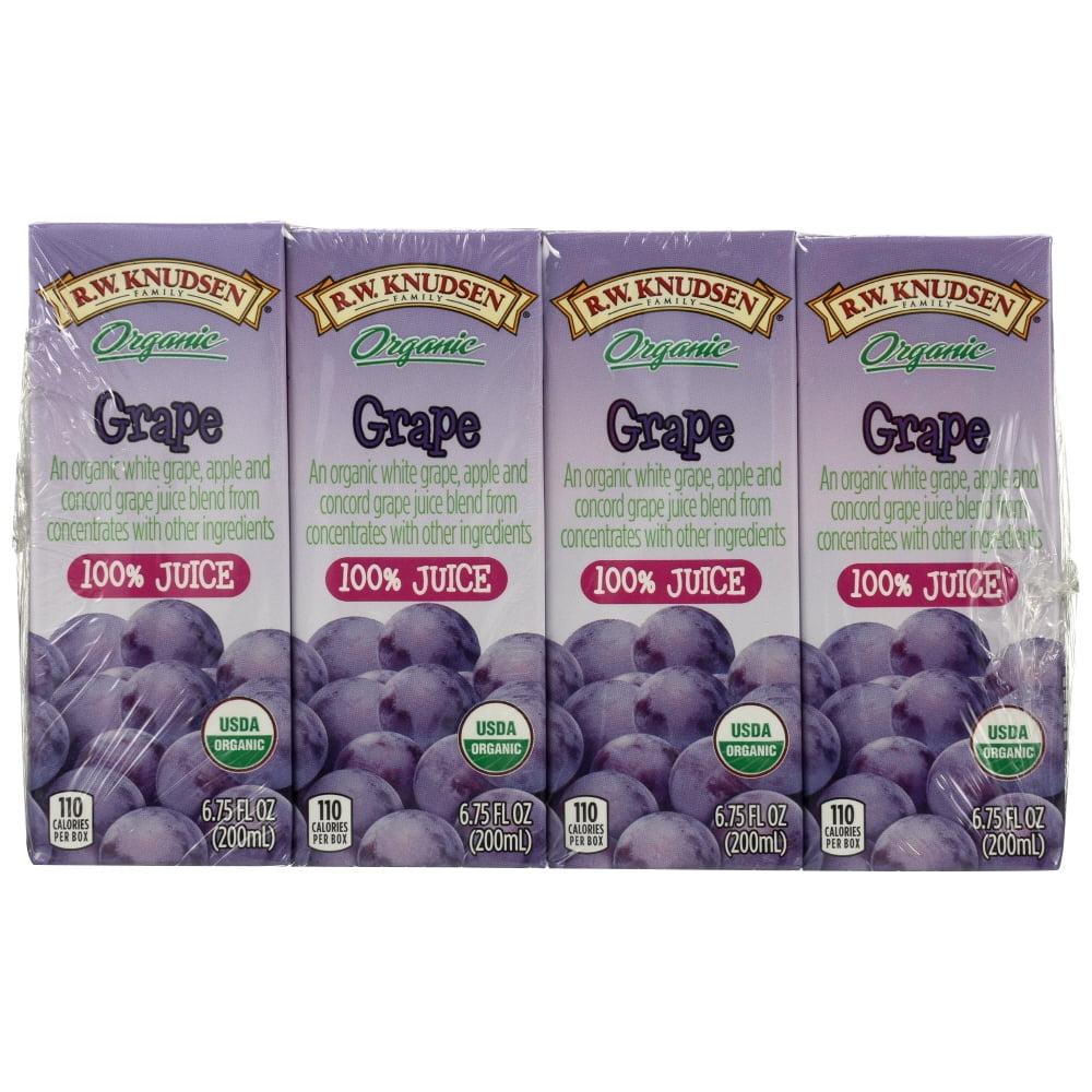 Rw Knudsen Juice, Organic Grape Juice Box, 4 Each - Walmart.com ...