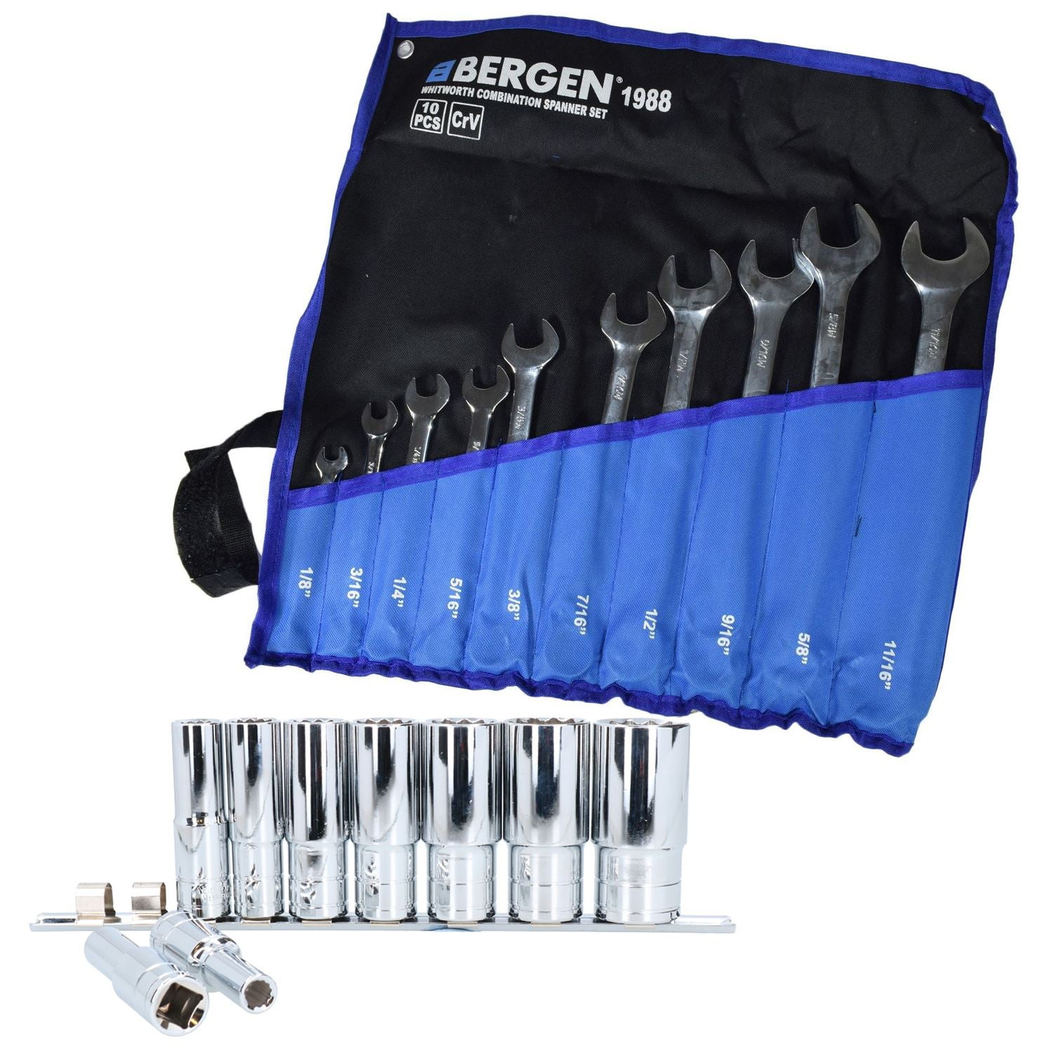 BSW British Whitworth Combination Spanner Wrench + Deep Sockets 19pc Set - Walmart.com