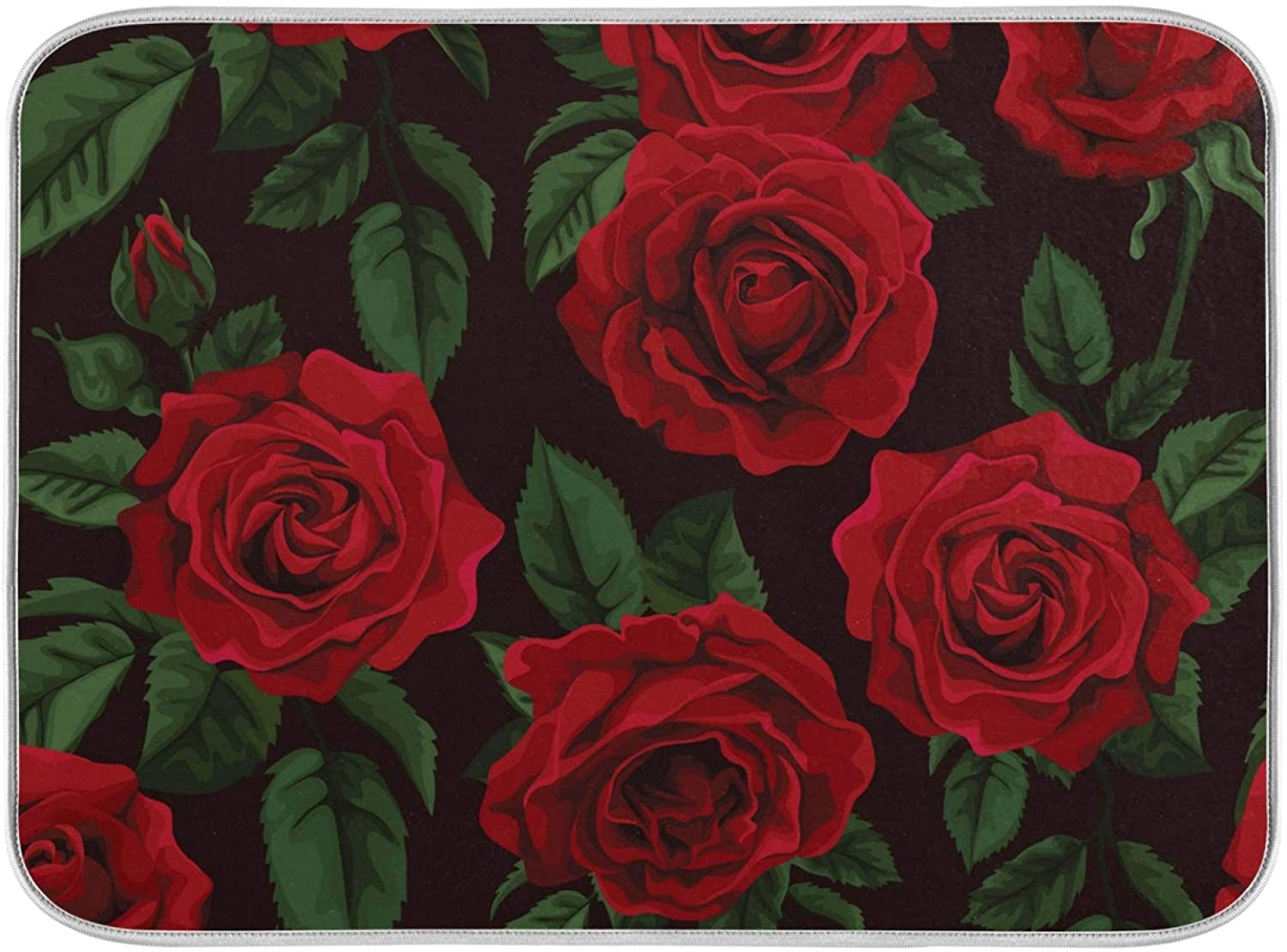 Absorbent Dish Drying Mat for Kitchen Counter with Hanging Loop,Black ...