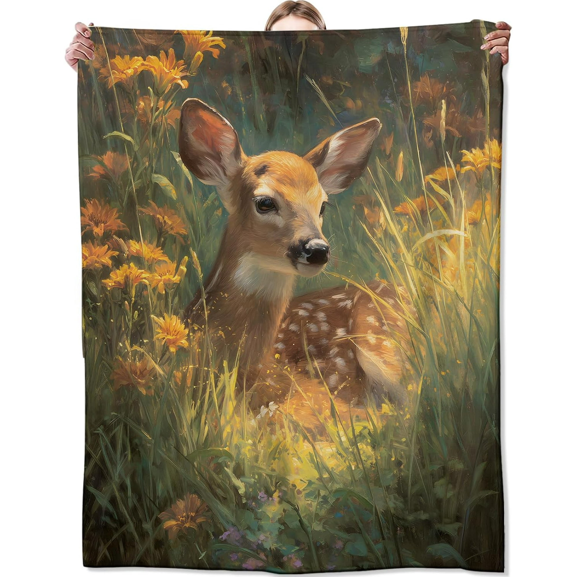 Click here for Aocisuki Rustic Deer Blanket 50x60 Inch Flower And... prices