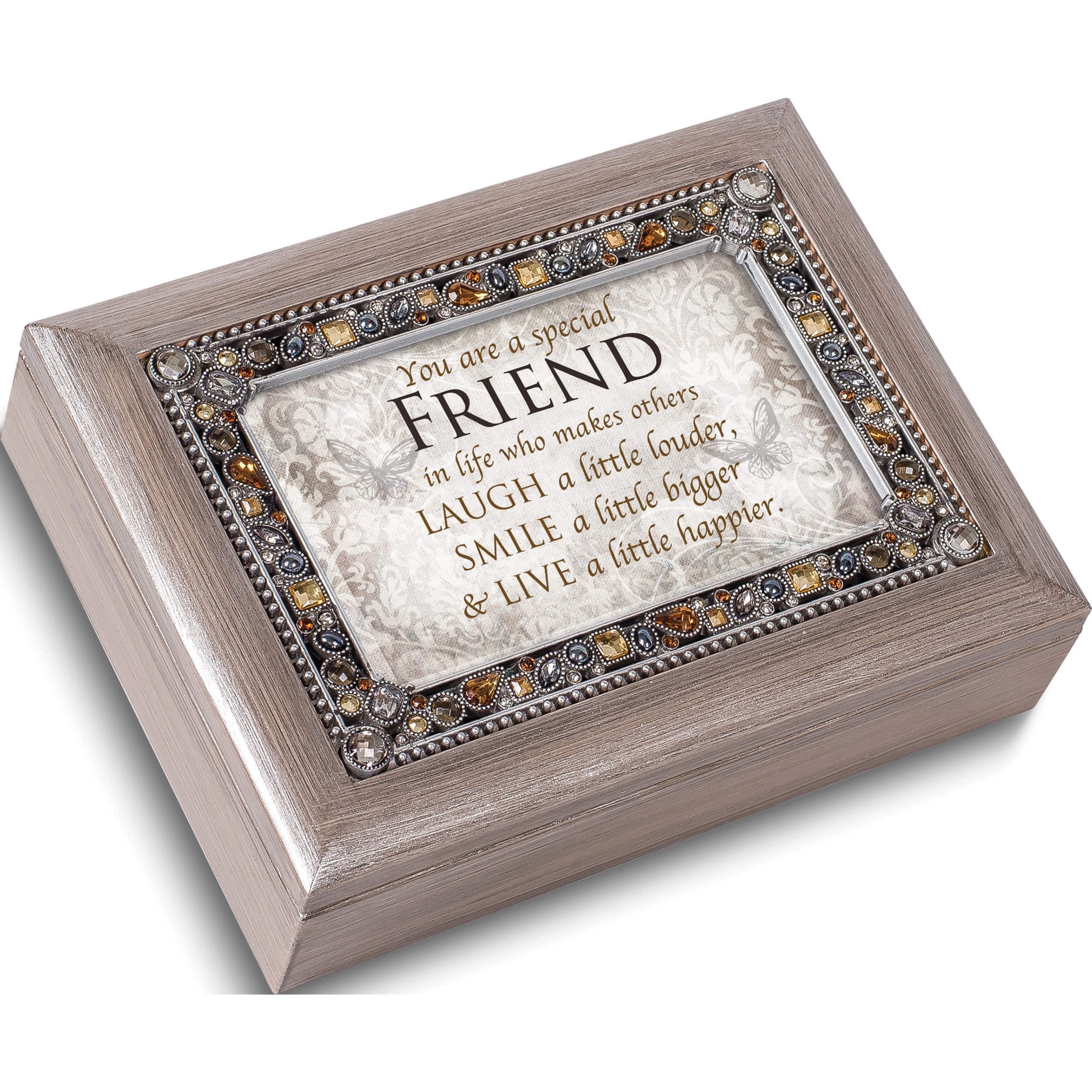 Fashion Jeweled Woodgrain Resin Special Friend Music Box (8 X 6) Made ...