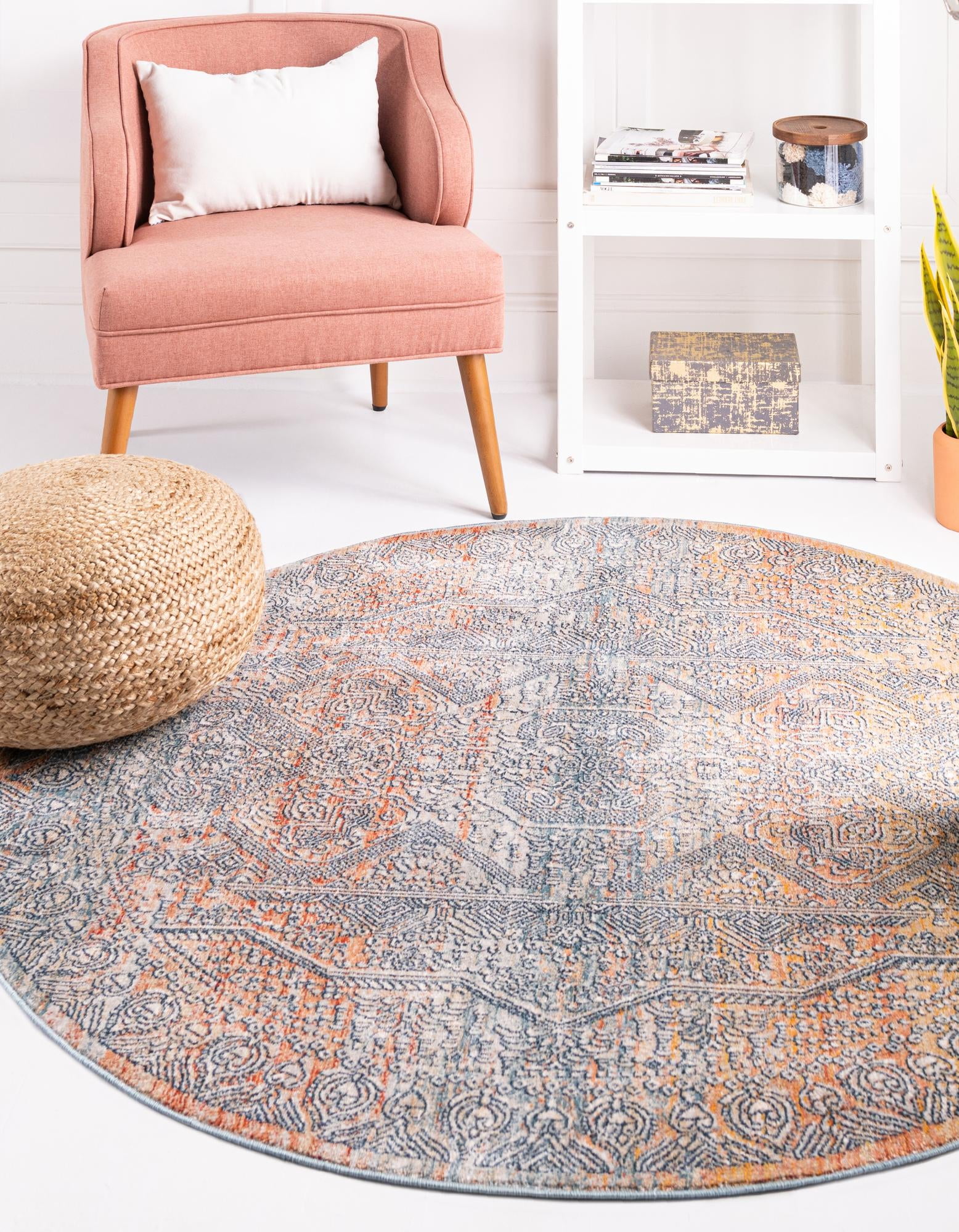 Rugs.com Newport Collection Rug – 5' 3 Round Multi Medium Rug Perfect ...